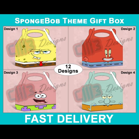 Party Supplies | Spongebob And Friends Themed Gable Box Party Favor ...